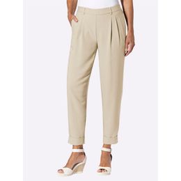 Bundfaltenhose Inspirationen, Damen, Gr. 46, Normalgr&ouml;&szlig;en, sand, 94% Polyester, 6% Elasthan, Hosen Bundfaltenhose