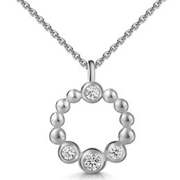 Kette mit Anh&auml;nger Firetti "Schmuck Geschenk Silber 925 Halsschmuck Ankerkette Kreis rund Kugeln", silberfarben, kristallwei&szlig;, Halsketten, Damen, Silber 925 (Sterlingsilber), L: 45 B: 1,3mm, Kette mit Anh&auml;nger, Made in Germany - mit Zirkonia (synth.), B:1,3mm
