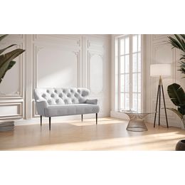 2-Sitzer Home Affaire "Amber", silber, B:153cm H:97cm T:87cm, 90% Polyester, 10% Polyamid, Sofas, 2-Sitzer, mit Knopfheftung,in verschieden Stoffarten