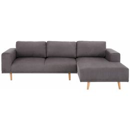 Ecksofa Home Affaire "Lasse L-Form", grau, B:273cm H:90cm T:167cm, Struktur fein( 100% Polyester);Filzoptik (100% Polyester);Luxus-Microfaser (100% Polyester), Sofas, Ecksofa, im scandinavischen Stil mit Holzf&uuml;&szlig;en