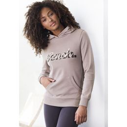 Kapuzensweatshirt BENCH. LOUNGEWEAR, Damen, Gr. 32/34, rosa (rauchrosa), Interlock, Obermaterial: 60% Baumwolle, 40% Polyester, unifarben, Basic, bequem h&uuml;ftbedeckend, Sweatshirts Kapuzensweatshirt, mit K&auml;ngurutasche, Loungeanzug, Hoodie