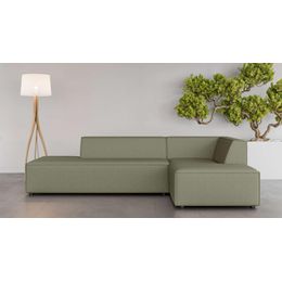 Ecksofa OTTO HOME "Ecksofa Cavan mit Ottomane links oder rechts bestellbar", gr&uuml;n, B:270cm H:72cm T:180cm, 100% Polyester, Sofas, Ecksofa, L-Form mit Wellenunterfederung, Ma&szlig;e B/T/H: 270/180/72 cm