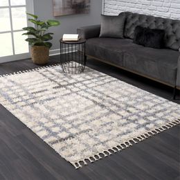Hochflor-Teppich Sanat "Versay 1504", beige (creme), B:80cm H:45mm L:150cm, Kunstfaser, Teppiche, Hochflor-Teppich, Wohnzimmer, Langflor, Shaggy Teppich