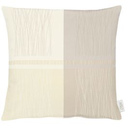 Dekokissen Apelt "COMO" Gr. 1, beige (creme, kariert), B:48cm L:48cm, Polyester, Dekokissen_Sitzkissen_Kissenh&uuml;llen, Dekokissen, Kissenh&uuml;lle mit F&uuml;llung, 1 St&uuml;ck