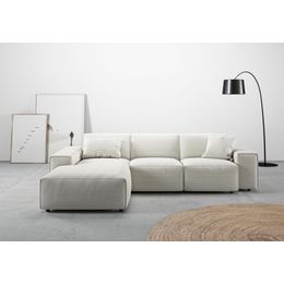 Ecksofa Home Affaire "Glimminge L-Form auch in Breitcord, Feincord + Easy care-Bezug", silber, B:264cm H:71cm T:191cm, 100% Polyester, Sofas, Ecksofa, Breite 264, Zierkissen