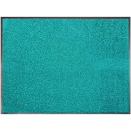 Fu&szlig;matte "CLEAN, Made in Belgium", blau (t&uuml;rkis), B:90cm H:8,5mm L:150cm, Polyamid, PRIMAFLOR-IDEEN IN TEXTIL, Teppiche, Fu&szlig;matte, Schmutzfangmatte, gro&szlig;e Farbauswahl, waschbar