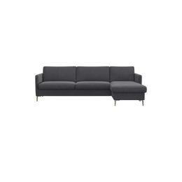Ecksofa FLEXLUX "Fiore, super Sitzkomfort durch Kaltschaum im Sitz, L-Form", grau (dervit grau), B:247cm H:85cm T:92cm, 100% Polyester, Sofas, Ecksofa, schmale Armlehnen, F&uuml;&szlig;e Alu+ Eiche