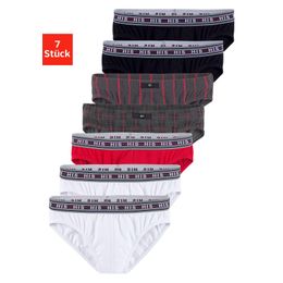H.I.S. Slip H.I.S, Herren, Gr. S, 7 Stk., rot, Jersey, Obermaterial: 95% Baumwolle, 5% Elasthan, gestreift, k&ouml;rpernah, Unterhosen Slip, aus Baumwoll-Stretch