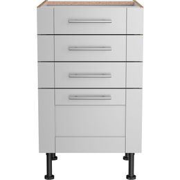 Unterschrank KOCHSTATION "KS-Ahus", grau (hellgrau matt, wildeiche nachbildung), B:50cm H:87cm T:58,4cm, Schr&auml;nke, Unterschrank, Breite 50 cm