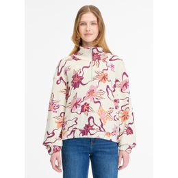 Sweatshirt Ragwear "IZZAR PRINT", Damen, Gr. XS (34), beige (ecru), Sweatware, Obermaterial: 70% Baumwolle, 30% Polyester, bedruckt, regular fit h&uuml;ftlang, Rundhals, elastischer Bund, Sweatshirts Sweatshirt, Stehkragen mit Rei&szlig;verschluss im Troyer-Stil