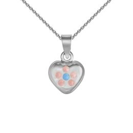 Kette mit Anh&auml;nger Firetti "Schmuck Geschenk Silber 925 Halsschmuck Halskette Ankerkette Herz", bunt (silberfarben, rosa, hellblau), Halsketten, M&auml;dchen, Silber 925 (Sterlingsilber), L: 38 B: 1,1mm, Kette mit Anh&auml;nger, Made in Germany, B:1,1mm