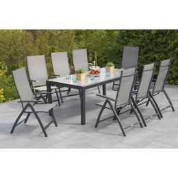 Garten-Essgruppe Merxx "Vicenza", grau (graphit, diamantbraun), Polyester, Aluminium, Polyester, Sitzm&ouml;bel-Sets, Garten-Essgruppe