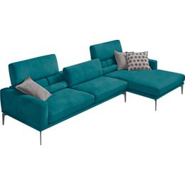 Ecksofa Egoitaliano "Masu, Design trifft sensationellen Sitzkomfort", blau (teal), B:277cm H:95cm T:157cm, Sofas, Ecksofa, inkl. 2 Kissenrollen, R&uuml;ckenelemente manuell verstellbar, Metallf&uuml;&szlig;e