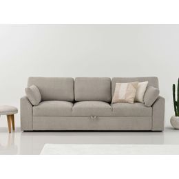 3-Sitzer Home Affaire "Citry", braun (cappuccino), B:233cm H:88cm T:86cm, 100% polyester, Sofas, 3-Sitzer, Breite 233 cm, Chenille, mit Bettfunktion, Liegefl&auml;che 144x190 cm