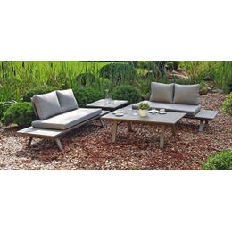 Garten-Essgruppe Garden Pleasure "CELIA", grau (grau, taupe, grau, grau), B:333cm H:78cm T:173cm, Aluminium, Kunststoff, Sitzm&ouml;bel-Sets, Garten-Essgruppe, mit bequemer Polsterung