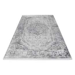 Teppich Wecon Home "SoHo Touch", grau (grau, blau), B:120cm H:7mm L:170cm, Kunstfaser, Teppiche, Teppich, Hoch-Tief-Struktur, Wohnzimmer