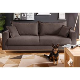 3-Sitzer Home Affaire "Edina", braun (braun, filzoptik), B:210cm H:74cm T:84cm, Webstoff (100% Polyester);Baumwollmix (50% Baumwolle, 50% Polyester);Baumwollmix (50% Baumwolle, 50% Polyester), Sofas, 3-Sitzer, auch in Baumwollmix-Bezug, im skandinavischem Stol