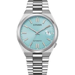 Automatikuhr Citizen "TSUYOSA 60h", silber (silberfarben, hellblau), Armbanduhren, Damen, Automatikuhr, Armbanduhr, Damenuhr, Herrenuhr, Edelstahlarmband, Saphirglas, Datum