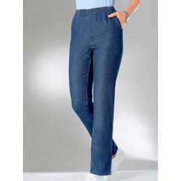 Schlupfjeans Classic Basics, Damen, Gr. 50, Normalgr&ouml;&szlig;en, blau (blau, stone, washed), 100% Baumwolle, unifarben, lang, Jeans Schlupfjeans