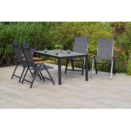 Garten-Essgruppe Merxx "&raquo;Toblino&laquo;", grau (grau, grau, graphit), Aluminium, Massivholz, Polyester, Sitzm&ouml;bel-Sets, Garten-Essgruppe, Tisch: LxB: 150x90 cm