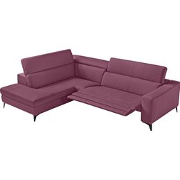 Ecksofa Egoitaliano "Edith, Designsofa mit hohem Sitzkomfort, L-Form", lila (violett), B:269cm H:96cm T:203cm, Leder &raquo;BULL&laquo; (echtes Rindsleder). Geschliffenes, pigmentiertes und behandeltes Rindsleder mit einer Dicke von 1, 3-1, 5 mm. Dieses Leder zeigt eine ziemlich weiche Hand mit einem halb undurchsichtigen Aussehen. Es handelt sich um ein gesch&uuml;tztes Leder. Eine leichte Deckschicht sch&uuml;tzt sie