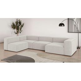 Wohnlandschaft OTTO HOME "HAILY U-Form mit Ottomane links/rechts, Ma&szlig;e B/T/H: 360/200/72 cm", beige (creme), B:360cm H:72cm T:200cm, 100% Polyester, Sofas, Wohnlandschaft, als Modul oder separat verwendbar, f&uuml;r individuelle Zusammenstellung