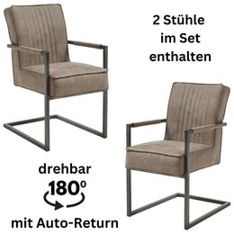 Freischwinger Stolkom "Linda", grau (taupe, anthrazit, anthrazit, taupe), B:51,5cm H:92cm T:70cm, Polyester, St&uuml;hle, Freischwinger, Federkern im Sitz