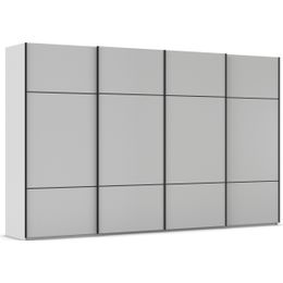 Schwebet&uuml;renschrank Rauch "Kleiderschrank Schrank Garderobe Schlafzimmerschrank SCALE-TRIO", grau (seidengrau, griffleisten schwarz), B:360cm H:223cm T:68cm, Holzwerkstoff, Schr&auml;nke, Schwebet&uuml;renschrank, edle dreigeteilte Front, 2 Zierleisten in Griff-Farbe MADE IN GERMANY