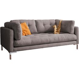 2-Sitzer TRENDS BY HG "Landau", grau, B:183cm H:75cm T:92cm, Sofas, 2-Sitzer, in Cord-Stoff mit Metallfu&szlig;