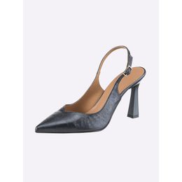 Slingpumps Heine, Damen, Gr. 37, marine, metallicfarben, Textil, Schuhe Slingpumps