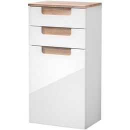 Unterschrank Welltime "Siena", wei&szlig; (eiche, wei&szlig;), B:40cm H:79cm T:27cm, Holzwerkstoff, MDF, Schr&auml;nke, Unterschrank, Breite 40 cm, mit hochgl&auml;nzenden Fronten
