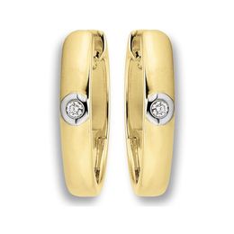 Paar Creolen ONE ELEMENT "0.02 ct Diamant Brillant Ohrringe Creolen aus 585 Gelbgold", gold, Ohrringe, Damen, Gelbgold 585, Paar Creolen
