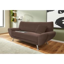 2-Sitzer Home Affaire "Saltare, elegant und komfortabel, toller Designfu&szlig;", braun (dunkelbraun), B:174cm H:78cm T:82cm, Kunstleder SOFTLUX;Luxus-Microfaser ALCAZAR (100% Polyester);Feinstruktur (100% Polyester), Sofas, 2-Sitzer