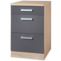 Unterschrank KOCHSTATION "KS-Toronto", grau (anthrazit, eiche), B:50cm H:85cm T:60cm, Holzwerkstoff, Schr&auml;nke, Unterschrank