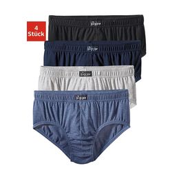 Slip Le Jogger, Herren, Gr. 8, 4 Stk., blau (schwarz, marine, grau, meliert, blau, meliert), Jersey, Obermaterial: 100% Baumwolle, unifarben, k&ouml;rpernah, Unterhosen Slip, aus angenehm weicher Baumwoll-Qualit&auml;t