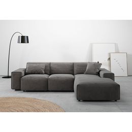 Ecksofa Home Affaire "Glimminge L-Form auch in Breitcord, Feincord + Easy care-Bezug", grau (dunkelgrau), B:264cm H:71cm T:191cm, 12% Polyaxryl, 88% Polyester, Sofas, Ecksofa, Breite 264, Zierkissen