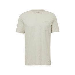 T-Shirt s.Oliver, Herren, Gr. S, wei&szlig; (sanftes wei&szlig;), Jersey, Obermaterial: 100% Baumwolle, regular fit, Rundhals, offene Kante, Shirts T-Shirt, mit offenen Kanten
