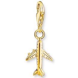 Charm-Einh&auml;nger Thomas Sabo "Flugzeug", gold (gelbgoldfarben), Charms, Damen, Silber 925 (recycelt), Charm-Einh&auml;nger