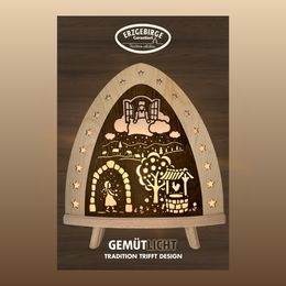 LED Dekolicht Weigla "Frau Holle, BxHxT: 30x32x6 cm", natur, braun, B:30cm H:32cm T:6cm, Leuchten, LED Dekolicht, Weihnachtsdeko aus dem Erzgebirge, Holz Buche