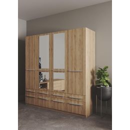 Kleiderschrank Priess "Schrank Garderobe W&auml;scheschrank Barcelona in 5 Breiten", braun (eichefarben artisan), B:185cm H:193cm T:54cm, Holzwerkstoff, Schr&auml;nke, Kleiderschrank, viel Stauraum, ger&auml;umige Schubk&auml;sten, mit Spiegel, MADE IN GERMANY