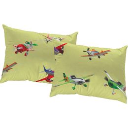 Dekokissen WIRTH "Planes Action" Gr. 3, gr&uuml;n (gr&uuml;n, gemustert), B:40cm L:60cm, Polyester, Dekokissen_Sitzkissen_Kissenh&uuml;llen, Dekokissen, Disney, Kissenh&uuml;lle ohne F&uuml;llung, 2 St&uuml;ck
