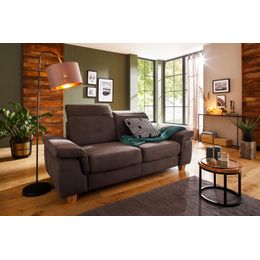 2,5-Sitzer Home Affaire "Dalia", braun (mocca), B:193cm H:83cm T:96cm, Luxus-Microfaser Florence (100% Polyester);Luxus-Microfaser weich (90% Polyester, 10% Polyamid);Webstoff (100% Polyester), Sofas, 2 5-Sitzer, mit Federkernpolsterung, wahlweise auch mit Kopftteilverstellung