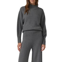 Strickpullover s.Oliver, Damen, Gr. 46, grau melange, Strick, Obermaterial: 50% Baumwolle, 25% Polyamid, 14% Polyacryl, 8% Wolle, 3% Elasthan, meliert, regular fit normal, ohne Ausschnitt, Rippb&uuml;ndchen, Pullover Strickpullover, mit Rippb&uuml;ndchen