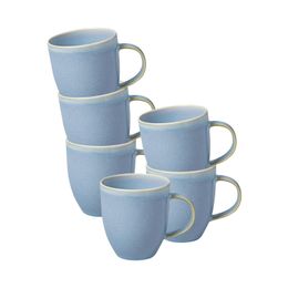 Becher "Kaffeebecher Crafted 358 ml 6er Set", blau (blauberry), 6 tlg., Porzellan, LIKE. BY VILLEROY & BOCH, Trinkgef&auml;&szlig;e, Becher