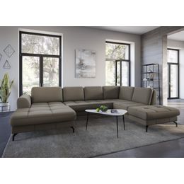 Sit & More Wohnlandschaft SIT & MORE "Bendigo U-Form", braun (schlamm), B:332cm H:84cm T:226cm, Sofas, Wohnlandschaft, inklusive Sitztiefenverstellung, Bodenfreiheit 12 cm, in 2 Fu&szlig;farben