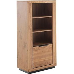 Highboard MCA LIVING "Greno Regal", beige (naturfarben), B:72cm H:142cm T:40cm, Holzwerkstoff, Massivholz, Sideboards, Highboard, durchgehende Lamelle
