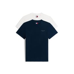 T-Shirt Tommy Jeans "TJM SLIM FIT LINEAR 2PACK", Damen, Gr. 4XL, ecru, schwarz night navy, Single Jersey, Obermaterial: 100% Baumwolle, slim fit, Rundhals, Shirts T-Shirt, Rundhals, Jersey