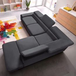 Sit & More Ecksofa SIT & MORE "Alcatraz L-Form", grau (dunkelgrau), B:272cm H:94cm T:226cm, Struktur fein (97% Polyester, 3% Polyamid);Luxus-Microfaser ALTARA NUBUCK (95% Polyester, 5% Baumwolle);Struktur (100% Polyester), Sofas, Ecksofa, wahlweise mit Bettfunktion