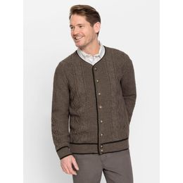 Strickjacke Marco Donati, Herren, Gr. 56/58, grau (dunkeltaupe, meliert), 70% Polyacryl, 30% Wolle, unifarben, Strickjacken Strickjacke