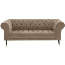 Chesterfield-Sofa Home Affaire "Tinnum", beige, B:195cm H:77cm T:87cm, Luxus-Microfaser Vintageoptik (66% PU, 27% Polyester, 7% Baumwolle);Struktur weich( 97% Polyester, 3% Polyacryl), Sofas, Chesterfield-Sofa